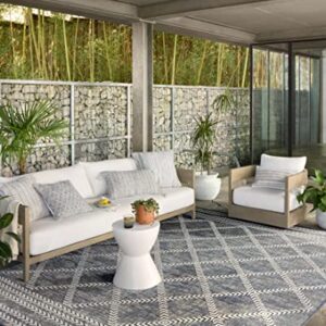 Loloi II Rainier Collection RAI-05 Denim/Ivory, Indoor/Outdoor 7'-10" x 10'-10" Area Rug