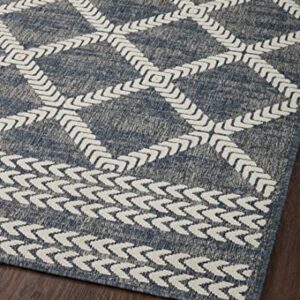 Loloi II Rainier Collection RAI-05 Denim/Ivory, Indoor/Outdoor 7'-10" x 10'-10" Area Rug