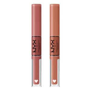 nyx professional makeup shine loud, long-lasting liquid lipstick with clear lip gloss – pack of 2 (magic maker, goal crusher)