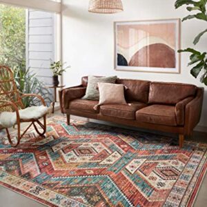 Loloi II Zion Collection ZIO-05 RED/Multi, Traditional 7'-6" x 9'-6" Area Rug