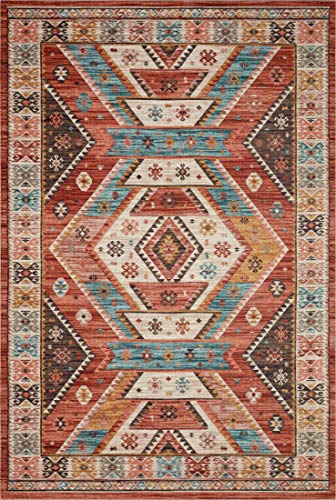 Loloi II Zion Collection ZIO-05 RED/Multi, Traditional 7'-6" x 9'-6" Area Rug