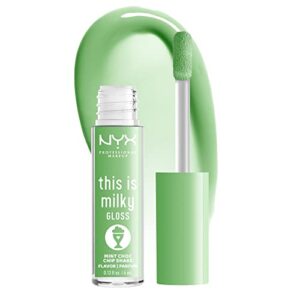 nyx professional makeup this is milky gloss, lip gloss with 12 hour hydration, vegan – mint chocolate chip shake (mint green)