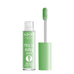 NYX PROFESSIONAL MAKEUP This Is Milky Gloss, Lip Gloss with 12 Hour Hydration, Vegan - Mint Chocolate Chip Shake (Mint Green)