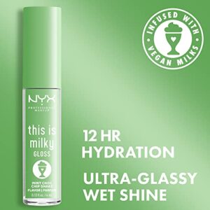 NYX PROFESSIONAL MAKEUP This Is Milky Gloss, Lip Gloss with 12 Hour Hydration, Vegan - Mint Chocolate Chip Shake (Mint Green)