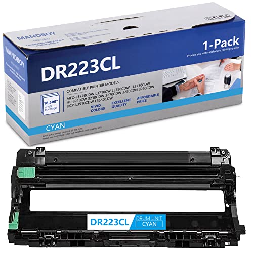 MANDBOY Compatible Replacement for Brother DR223CL Drum Unit (Cyan), Work with Brother MFC-L3770CDW HL-3210CW DCP-L3510CDW Printer Drum, 1-Pack