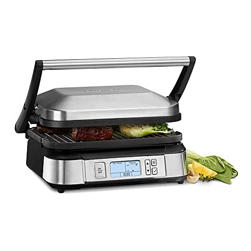 Cuisinart GR-6S Contact Smoke-Less Mode Griddler, 11.5"(L) x 10.5"(W) x 7.0"(H), Silver (Renewed)