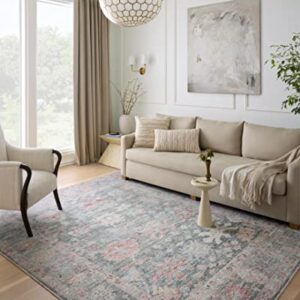 Loloi II Elysium Collection ELY-02 Graphite/Multi, Traditional 7'-6" x 9'-6" Area Rug