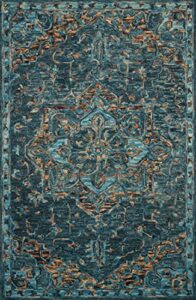 loloi victoria collection area rug, 5′-0″ x 7′-6″, teal/multi