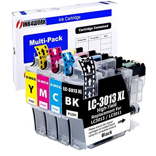 INK4WORK Compatible Ink Cartridge Replacement for LC3013 LC-3013 XL LC3011 for use with MFC-J491DW MFC-J497DW MFC-J690DW MFC-J895DW (4-Pack)