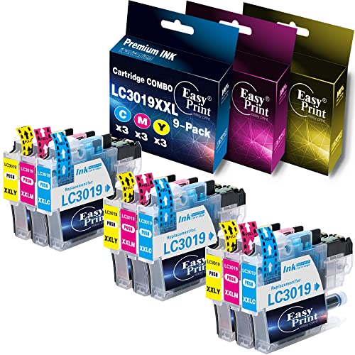 EASYPRINT (3C, 3M, 3Y, Color Combo) Compatible 3019xl Ink Cartridge Replacement for Brother LC3019 LC-3019xxl MFC-J5330DW MFC-J6530DW MFC-J6730DW MFC-J6930DW, (Total 9-Pack, No Black)