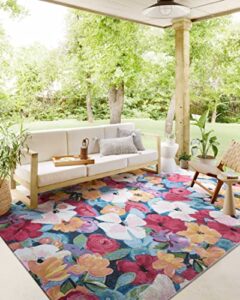 loloi ii botanical collection bot-02 navy/multi, indoor/outdoor 7′-10″ x 11′-2″ area rug