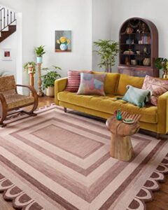 loloi justina blakeney x buena onda collection bue-02 clay/blush, contemporary 7′-9″ x 9′-9″ area rug