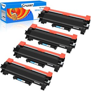 cruxer compatible toner cartridge replacement for brother tn760 tn-760 tn 760 used for mfc-l2710dw dcp-l2550dw hl-l2350dw hl-l2390dw mfc-l2750dw hl-l2395dw printer (black, 4-pack)