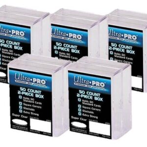 Ultra Pro 2-Piece Clear Card Storage Box | Holds 50 Standard Cards | 2 boxes per pack | 5-Pack Total