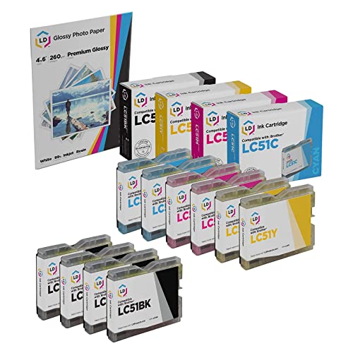 LD Products Compatible Ink Cartridge Replacement for Brother LC51 (4 Black, 2 Cyan, 2 Magenta, 2 Yellow, 10-Pack)