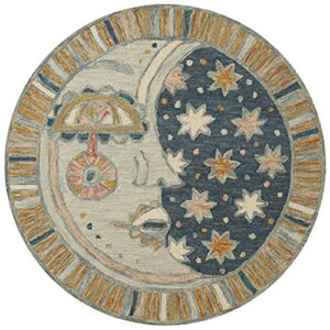 loloi justina blakeney x ayo collection ayo-01 ocean/sunrise contemporary 5′-0″ x 5′-0″ round area rug