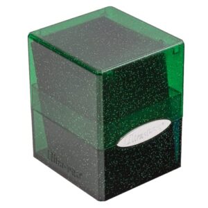 Ultra Pro - Satin Cube 100+ Standard Size Card Deck Box (Green Glitter) - Protect Your Gaming Cards, Sports Cards or Collectible Cards In Stylish Glitter Deck Box