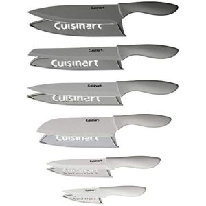 Cuisinart 66-10 Chef's Classic Nonstick Hard-Anodized 10-Piece Cookware Set Bundle with Cuisinart Advantage 12-Piece Gray Knife Set with Blade Guards and Deco Essentials 3 Slot Manual Knife Sharpener