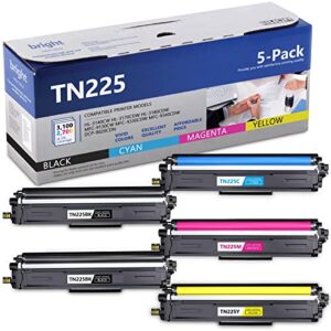 mandboy tn225 tn-225 replacement for brother tn225bkcmy toner cartridge work with mfc-9130cw hl-3170cdw mfc-9330cdw printer cartridge, 5pack(2bk/c/m/y)