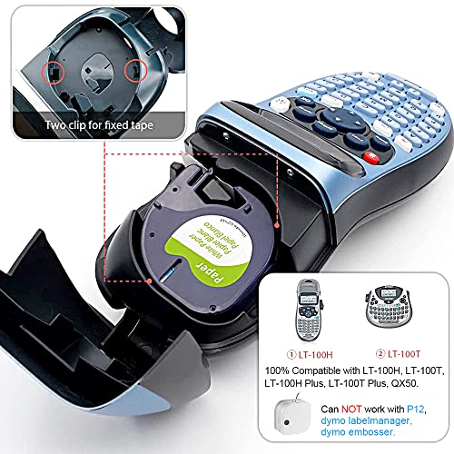 Label Kingdom Label Tape Replace for DYMO LetraTag White Paper Refill 91330 10697, 1/2" x 13' 12mm x 4m Black on White Label Maker Tape for dymo Letra Tag LT-100H Plus Printer, 5-Pack