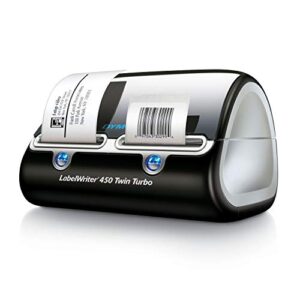 dymo label writer 450 twin turbo label printer, 71 labels per minute, black/silver (1752266)