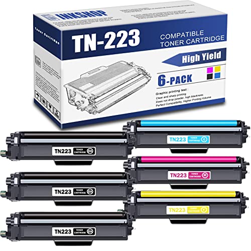 TN223 Compatible TN-223BK TN-223C TN-223Y TN-223M Toner Cartridge Replacement for Brother TN-223 MFC-L3770CDW MFC-L3710CW HL-3210CW DCP-L3510CDW Toner.(3BK+1C+1Y+1M)