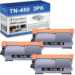 (high yield) 3 pack tn450 black toner cartridge replacement for brother tn-450 dcp-7060d 7065dn intellifax 2840 mfc-7240 7360n 7860dw hl-2130 2132 2220 printer toner.