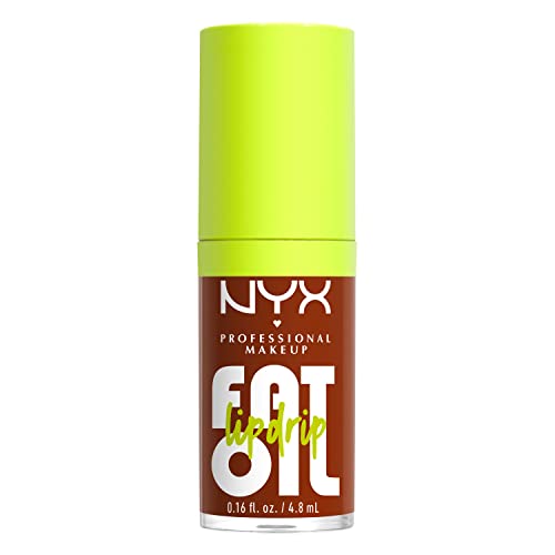 NYX PROFESSIONAL MAKEUP Fat Oil Lip Drip, Moisturizing, Shiny and Vegan Tinted Lip Gloss - Scrollin' (Deep Caramel)