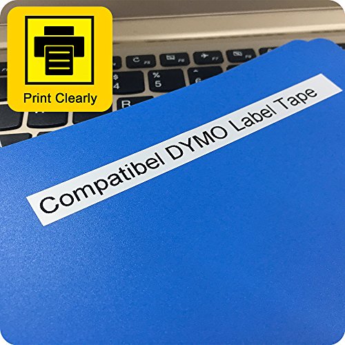 Label KINGDOM Label Replace for DYMO LetraTag Refills 91331 White Plastic Label Tape 12mm x 4m (1/2" x 13') for Dymo LetraTag 200B Plus LT100H LT100T QX50 Label Maker, Black on White, 5-Pack