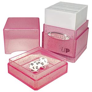 Ultra Pro - Satin Tower 100+ Card Deck Box (Glitter Pink) - Protect Your Gaming Cards, Sports Cards or Collectible Cards In Stylish Glitter Deck Box, Perfect for Safe Traveling