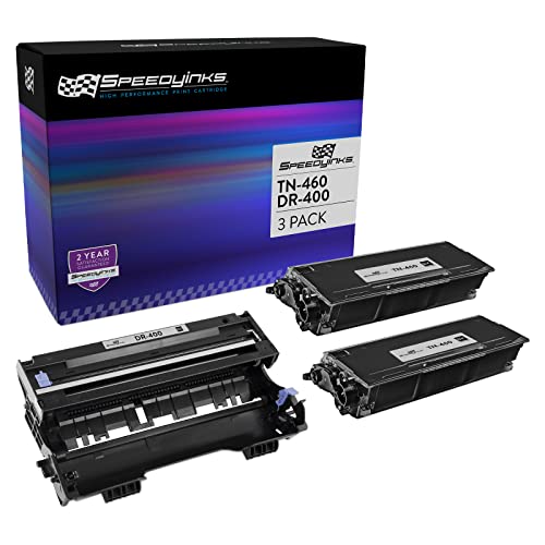 SPEEDYINKS Toner Cartridge & Drum Unit Replacement for Brother TN460 HY & Brother DR400 (2 Toner, 1 Drum, 3-Pack) Compatible with Multi-Function: 1260, 1270, 2500, 8300, 8500, 8600, 8700, 9600