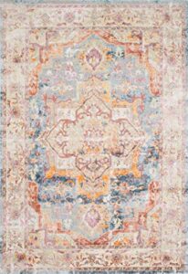 loloi clara area rug, 5′-3″ x 7′-7″, sunset/ivory