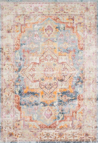 Loloi CLARA Area Rug, 5'-3" x 7'-7", Sunset/Ivory