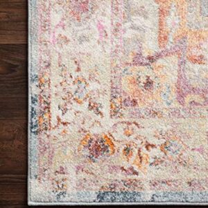 Loloi CLARA Area Rug, 5'-3" x 7'-7", Sunset/Ivory