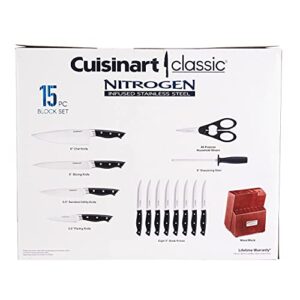 Cuisinart Kitchen Knife Set Nitrogen Forged Triple Rivet Cutlery 15-Piece Knife Block Set