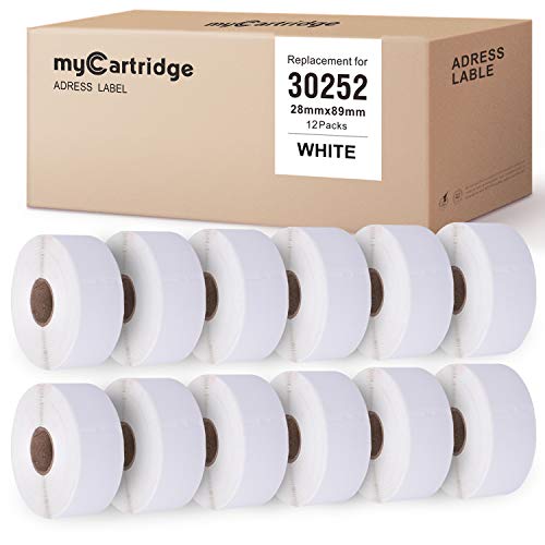 myCartridge Compatible for DYMO 30252 Labels (1-1/8" x 3-1/2") Shipping Barcodes Adress Labels with LabelWriter 450Turbo 450 4XL Printer and Zebra Desktop Printers (12 Rolls, 4200 Labels) 30252 Labels