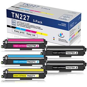 vit 5 pack (2bk+1c+1m+1y) toner compatible tn227 tn-227 tn227bk tn227c tn227m tn-227y cartridge replacement for brother mfc l3710cw l3750cdw hl 3230cdw 3270cdw3230cd 3290cdw dcp l3510cdw printer