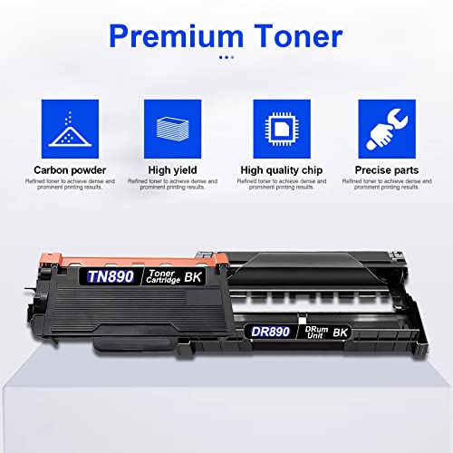 TN890 Toner and DR890 Drum Cartridge, ALUMUINK Replacement for Brother TN-890 DR-890 for HL-L6400DW HL-L6250DW HL-L6400DWT MFC-L6750DW MFC-L6900DW Printer (3 Toner+ 1 Drum, 4PK)