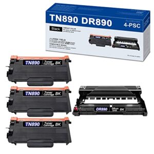 tn890 toner and dr890 drum cartridge, alumuink replacement for brother tn-890 dr-890 for hl-l6400dw hl-l6250dw hl-l6400dwt mfc-l6750dw mfc-l6900dw printer (3 toner+ 1 drum, 4pk)