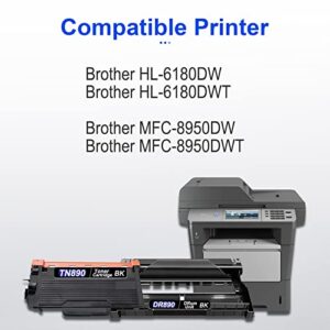 TN890 Toner and DR890 Drum Cartridge, ALUMUINK Replacement for Brother TN-890 DR-890 for HL-L6400DW HL-L6250DW HL-L6400DWT MFC-L6750DW MFC-L6900DW Printer (3 Toner+ 1 Drum, 4PK)