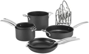 cuisinart n61-11 nonstick hard-anodized nesting cookware set, 11 piece, black