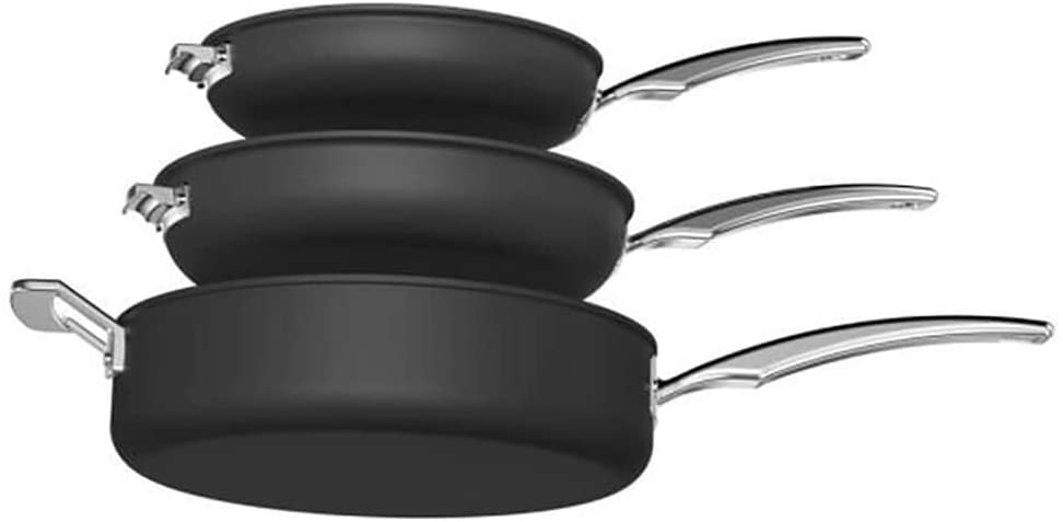 CUISINART N61-11 Nonstick Hard-Anodized Nesting Cookware Set, 11 Piece, Black