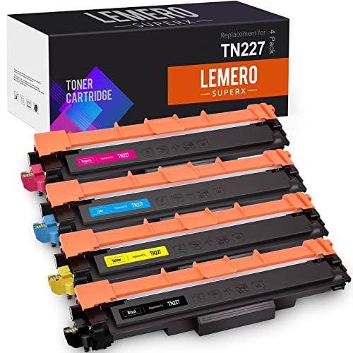 LemeroSuperx TN227 Compatible Toner Cartridge Replacement for Brother TN227 TN-227 TN227BK Work for HL-L3290cdw MFC-L3770cdw HL-L3270cdw MFC-L3750cdw HL-L3210cw (Black Cyan Magenta Yellow, 4 Pack)