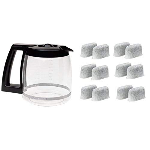 Cuisinart DCC-1200PRC 12-Cup Replacement Glass Carafe, Black and Everyday 12-Pack Replacement Charcoal Water Filters for Cuisinart Coffee Machines Bundle