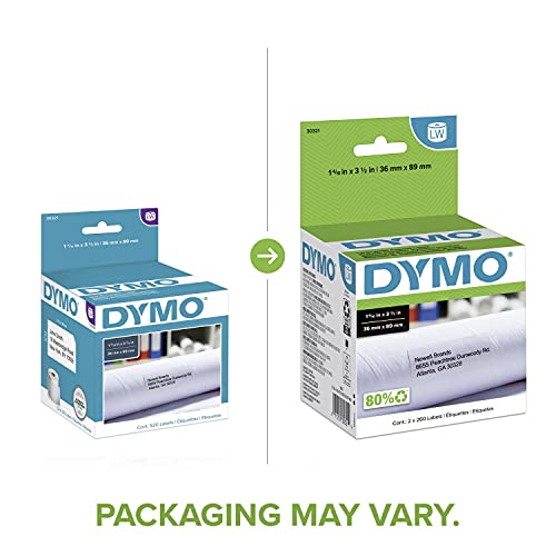 DYMO LW Large Mailing Address Labels for LabelWriter Label Printers, White, 1-4/10'' x 3-1/2'', Large, 2 Rolls of 260