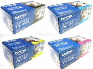 original brother tn-110bk, tn-110c, tn-110m, tn-110y (tn110bk, tn110c, tn110m, tn110y) 1500~2500 yield black, cyan, magenta, yellow toner cartridge 4 pack set – retail