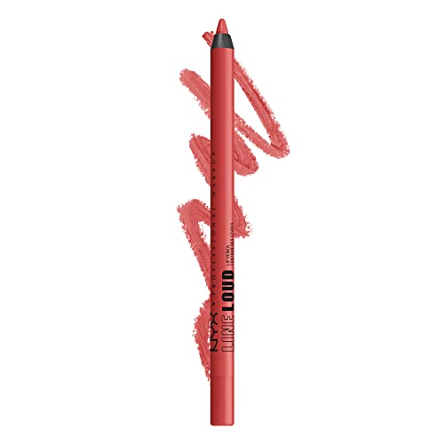 NYX PROFESSIONAL MAKEUP Line Loud Lip Liner, Longwear and Pigmented Lip Pencil with Jojoba Oil & Vitamin E - Rebel Red (Warm Red)