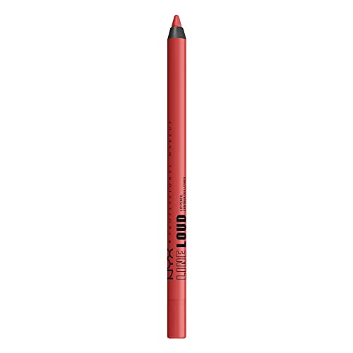 NYX PROFESSIONAL MAKEUP Line Loud Lip Liner, Longwear and Pigmented Lip Pencil with Jojoba Oil & Vitamin E - Rebel Red (Warm Red)