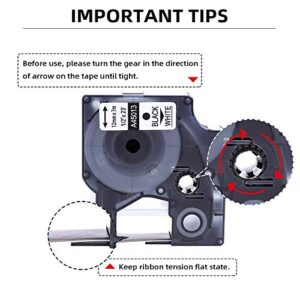 6-Pack Compatible Dymo D1 Label Tape 45013 S0720530 Replace for DYMO D1 A45013 Refills，Black on White,1/2 Inch x 23 Ft for Dymo LabelManager 160 420P 210D 280 360D PnP Label Maker