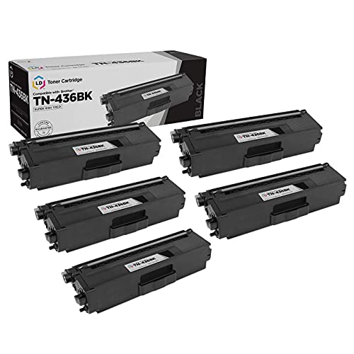 LD Products Compatible Toner Cartridges Replacements for Brother TN436BK TN-436 TN436 Super High Yield for use in Brother MFC-L8900CDW HLL8360CDW HL-L9310CDW HL-L9310CDWTT MFC-L9570CD (Black, 5-Pack)